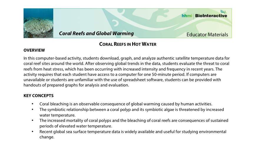 Coral Bleaching Activity | HHMI BioInteractive | PBS LearningMedia